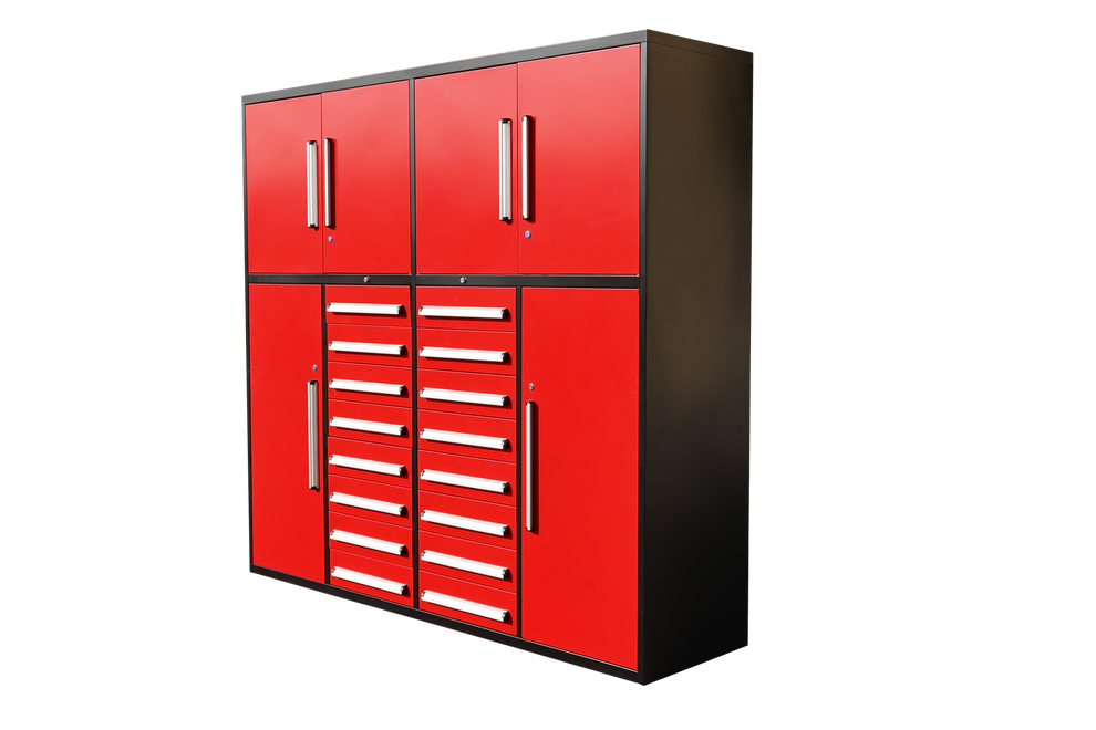 EMC 7ft Red Workbench Cabinet Combo 16 Drawers 6 Cabinets – EMC Industrial